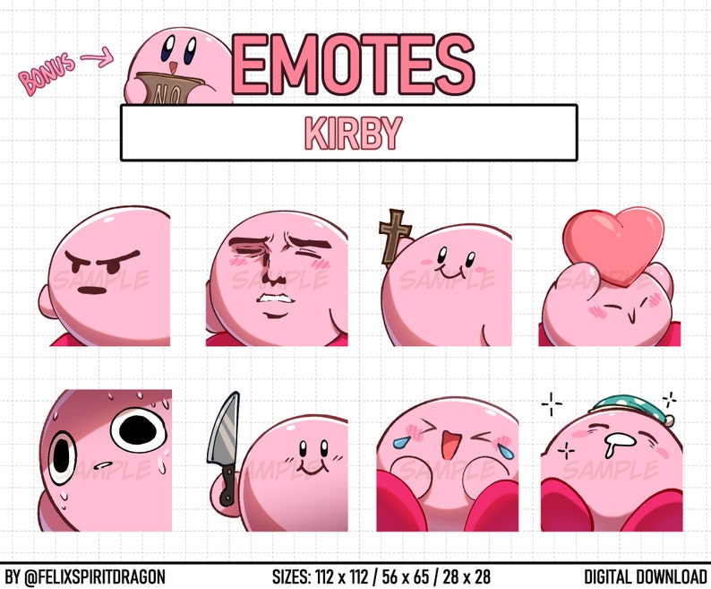 Kirby - Emote for Twitch, Discord, Youtube, Streaming - Etsy