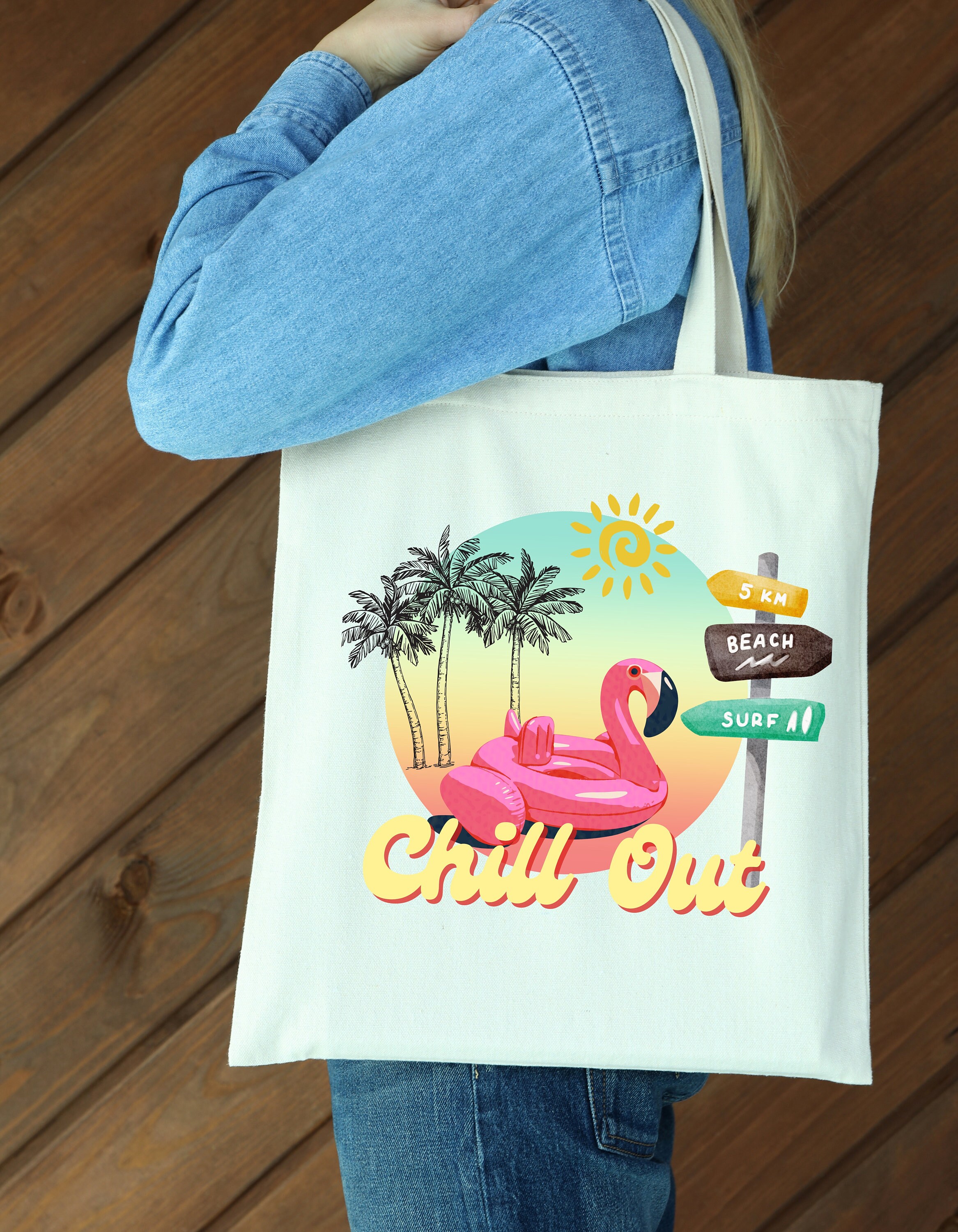 Tote Bag PNG Retro Chill Out Summer PNG Summer Bag Beach Bag Funny Tote ...