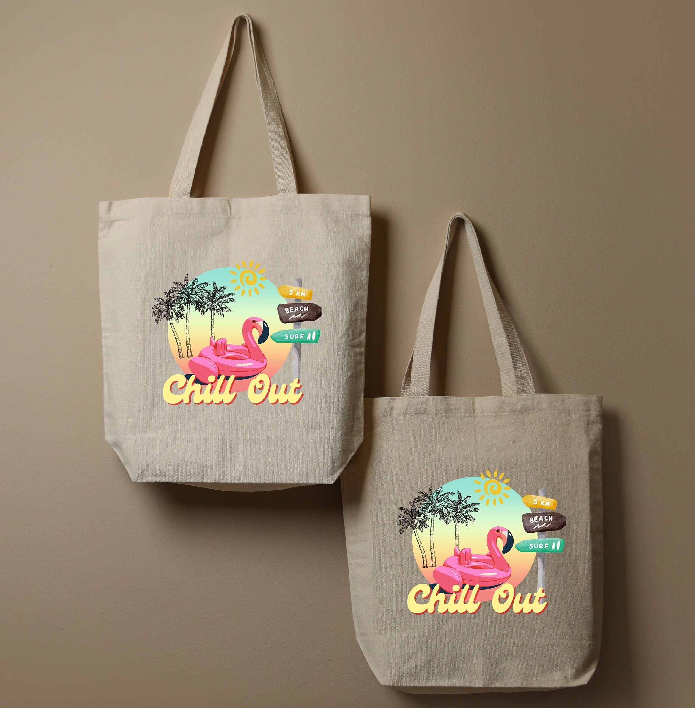 Tote Bag PNG Retro Chill Out Summer PNG Summer Bag Beach Bag Funny Tote ...