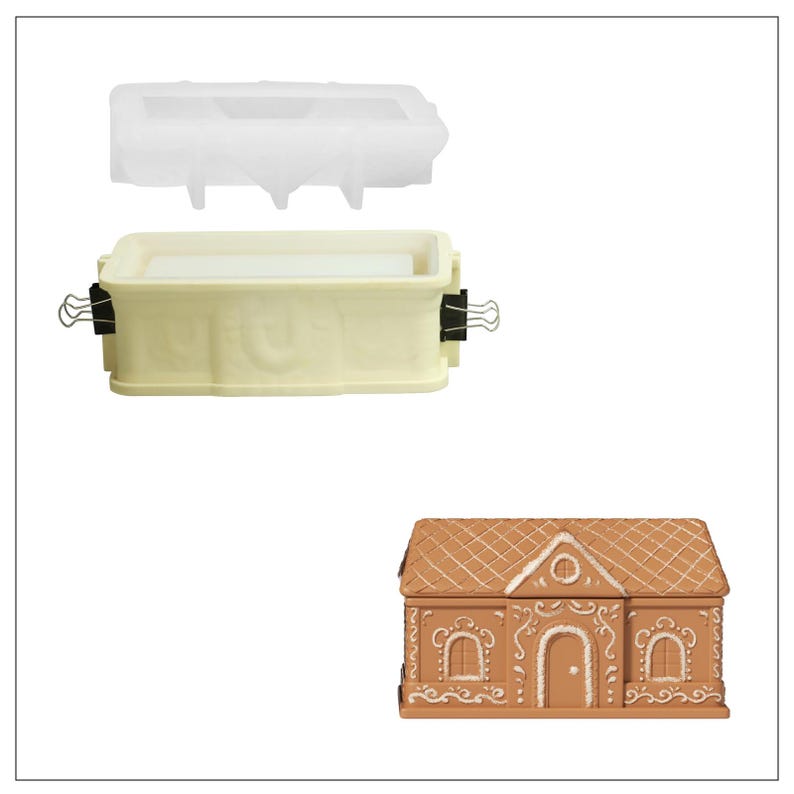 Sweet Gingerbread Cottage Candle Jar Concrete Silicone Mold Collection ...