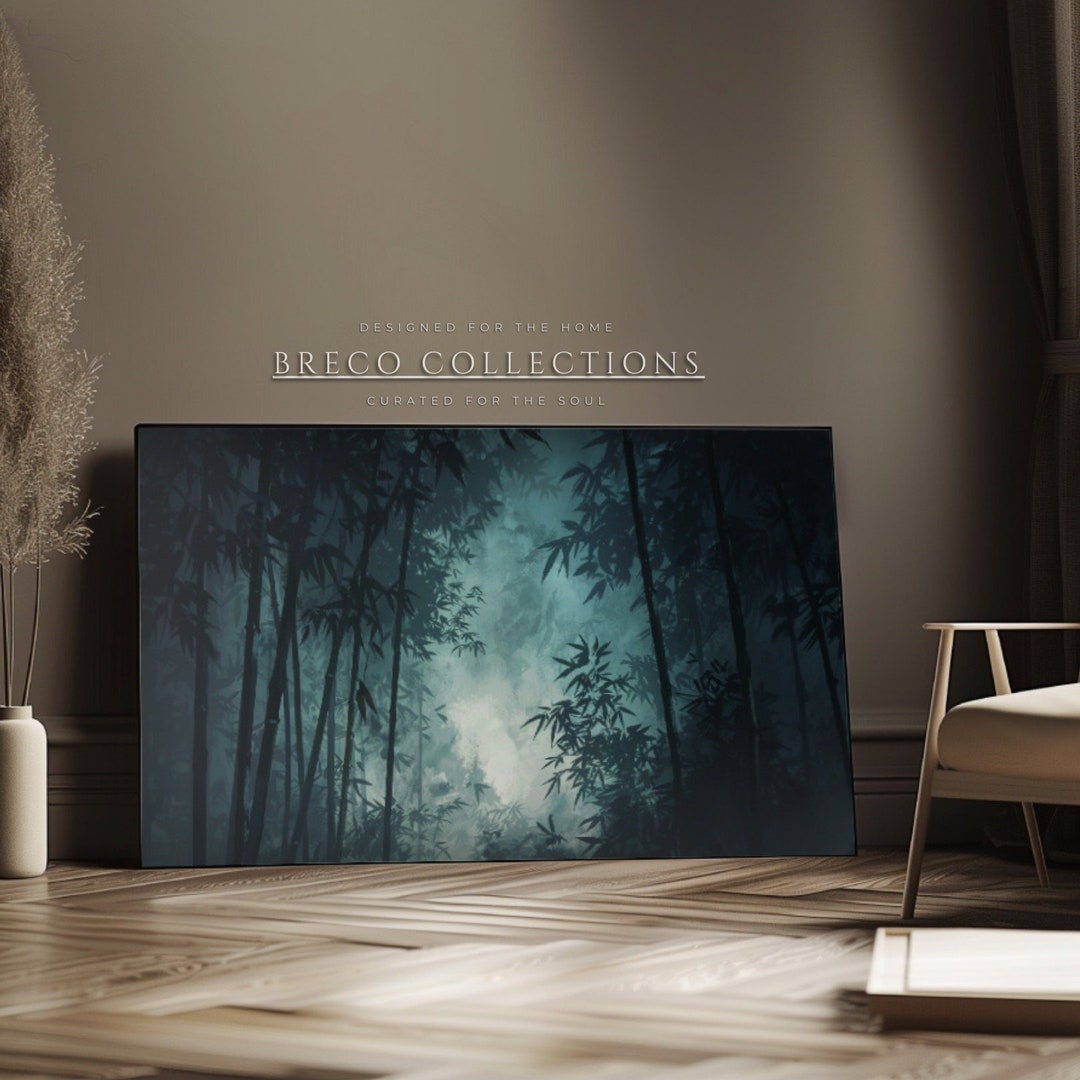 Dark Green Bamboo Forest Landscape Print, Downloadable Gallery Wall Art ...