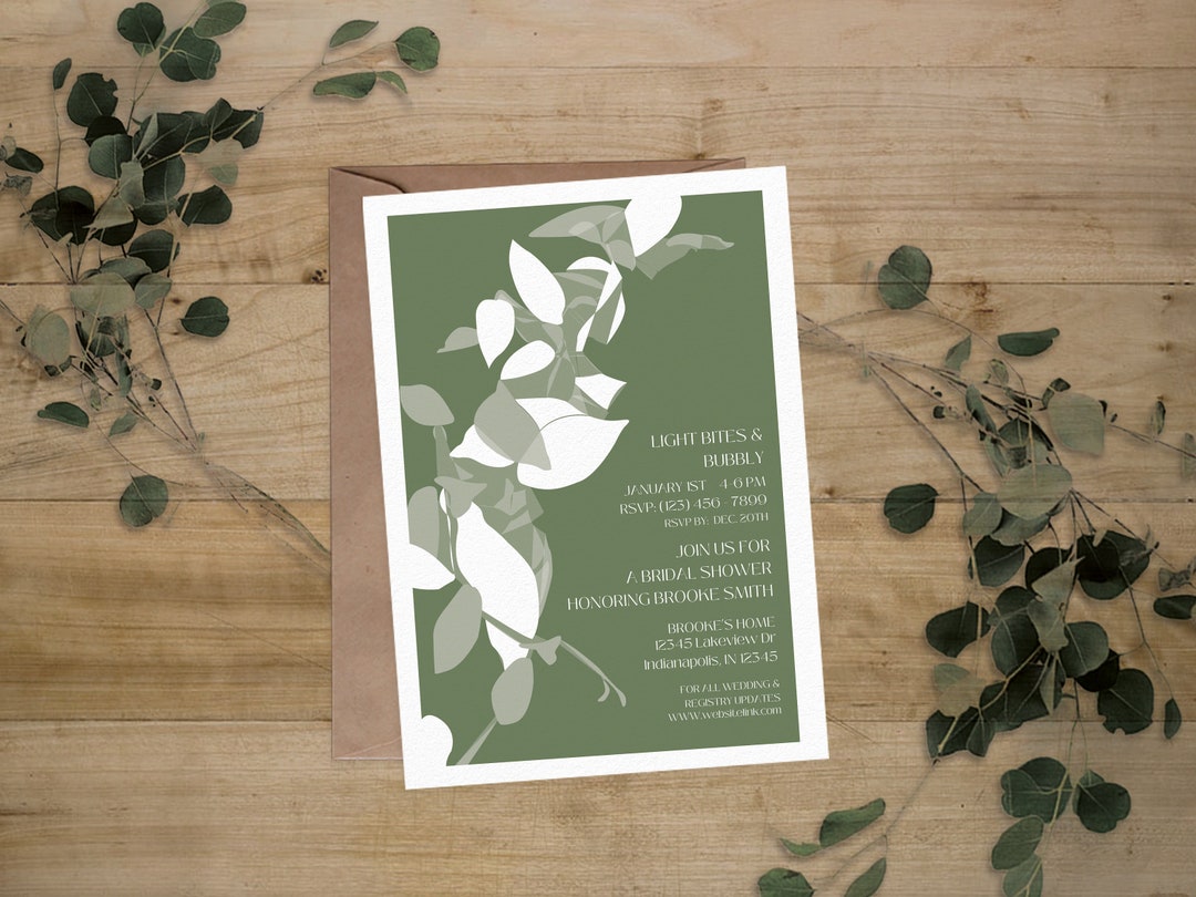 Greenery Invitation - Editable 5x7 With Canva - Etsy