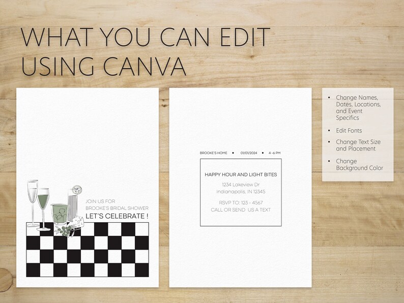 Checkerboard Invitation - Editable 5x7 With Canva - Etsy