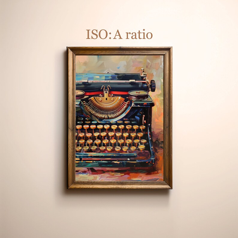 Vintage Black Typewriter Printable Wall Art Dreamlike Oil Painting ...