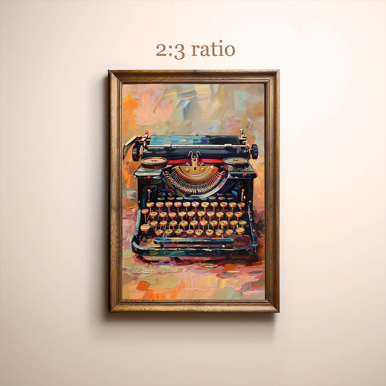 Vintage Black Typewriter | Printable Wall Art | Dreamlike Oil Painting ...