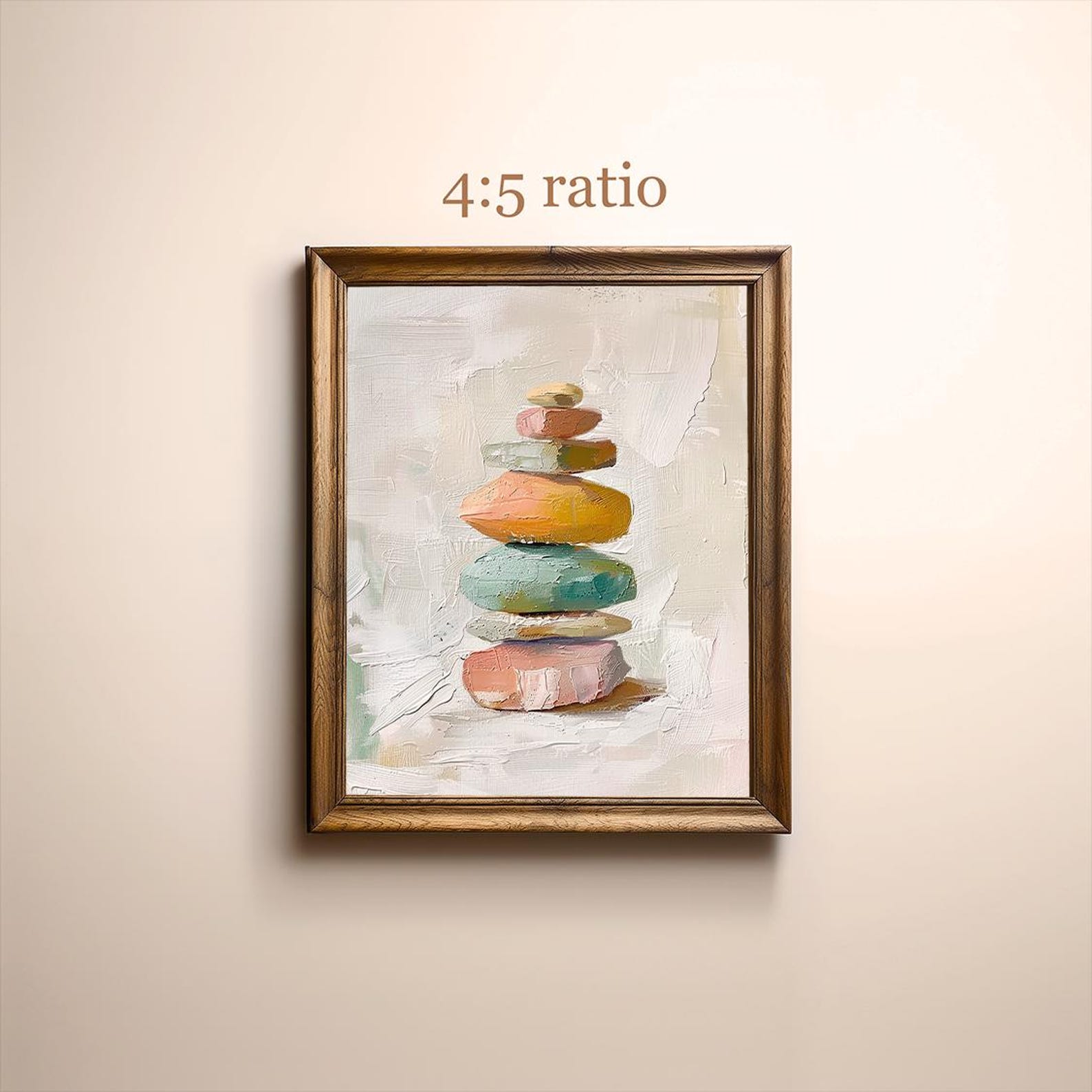 Zen Stacking Stones Printable Calming Wall Art Dreamlike Oil Painting Aesthetic Moody Textured ...