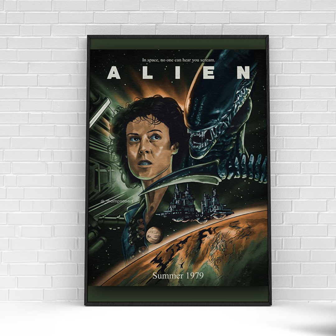 Alien 1979 Illustrated Movie Poster Poster Art High Quality Canvas
