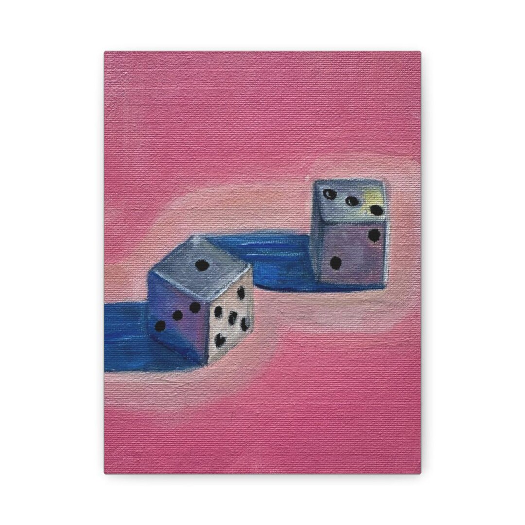 Two Dice on Pink Background Art Print on 8x10, 9x12, 11x14 Canvas ...