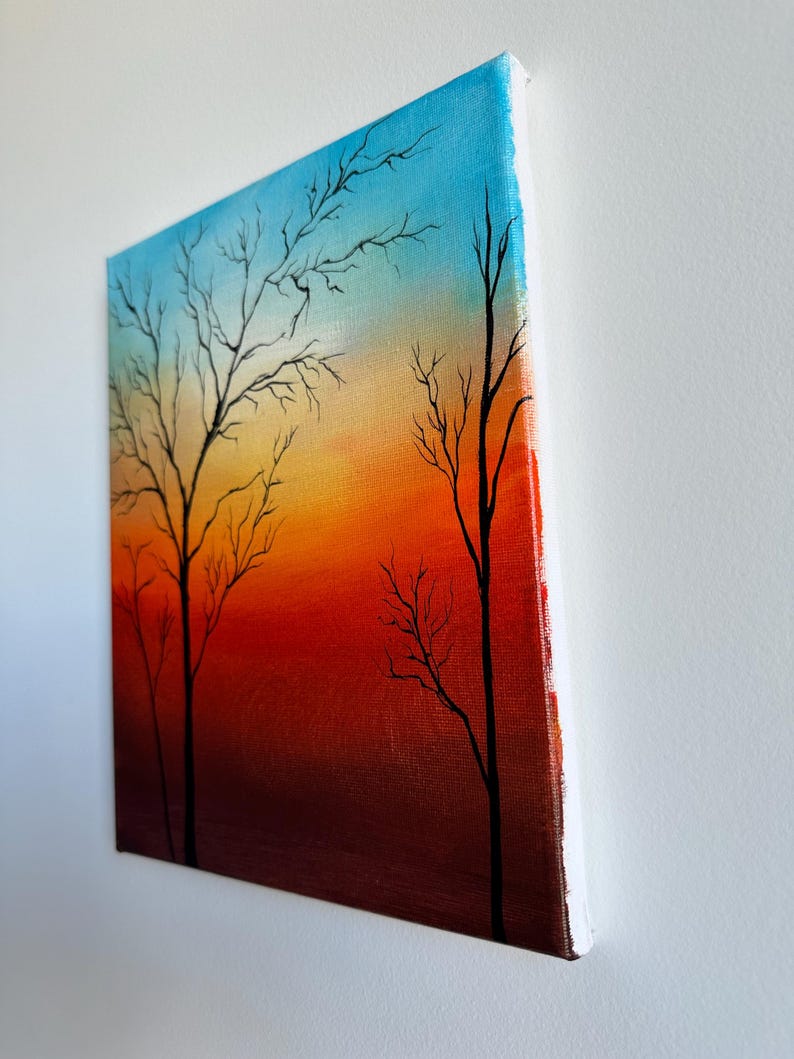 Original Sunset Tree Painting: Hand-painted Acrylic Landscape Art (8x10 ...