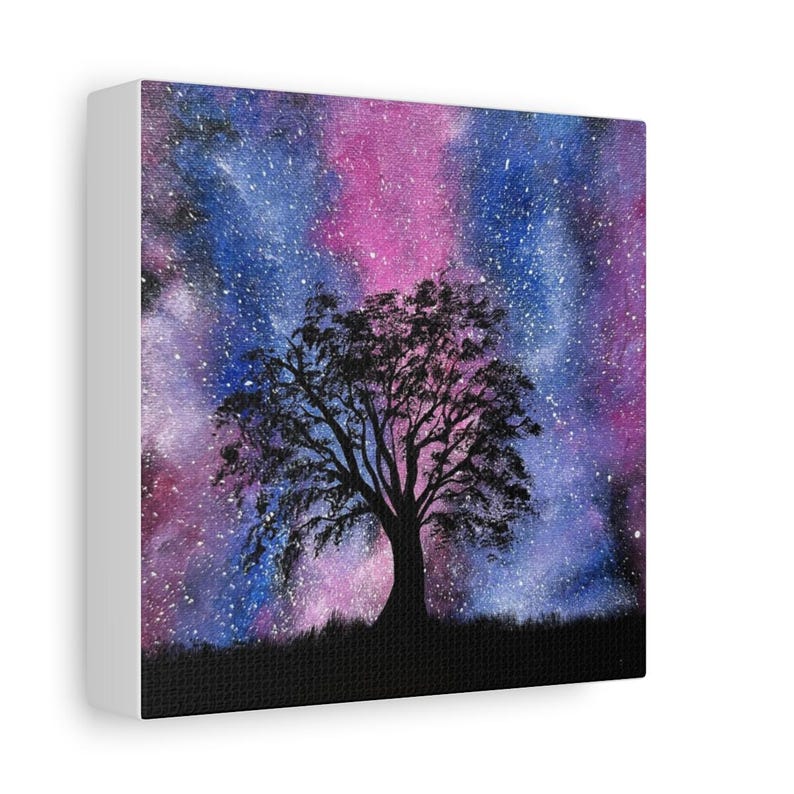 Cosmic Tree Art Print on 6x6, 10x10 Canvas | Majestic Galaxy Night Sky ...
