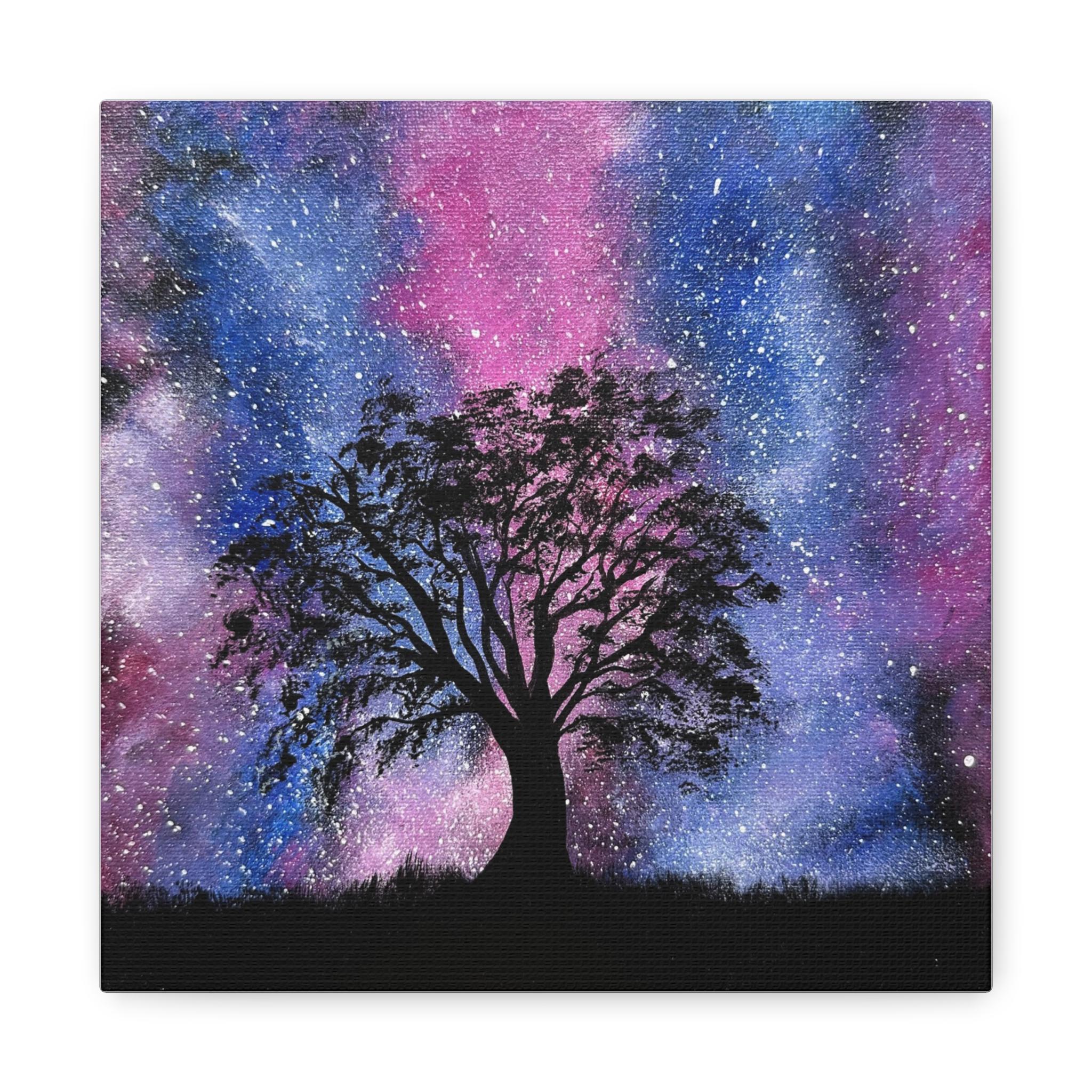Cosmic Tree Art Print on 6x6, 10x10 Canvas | Majestic Galaxy Night Sky ...