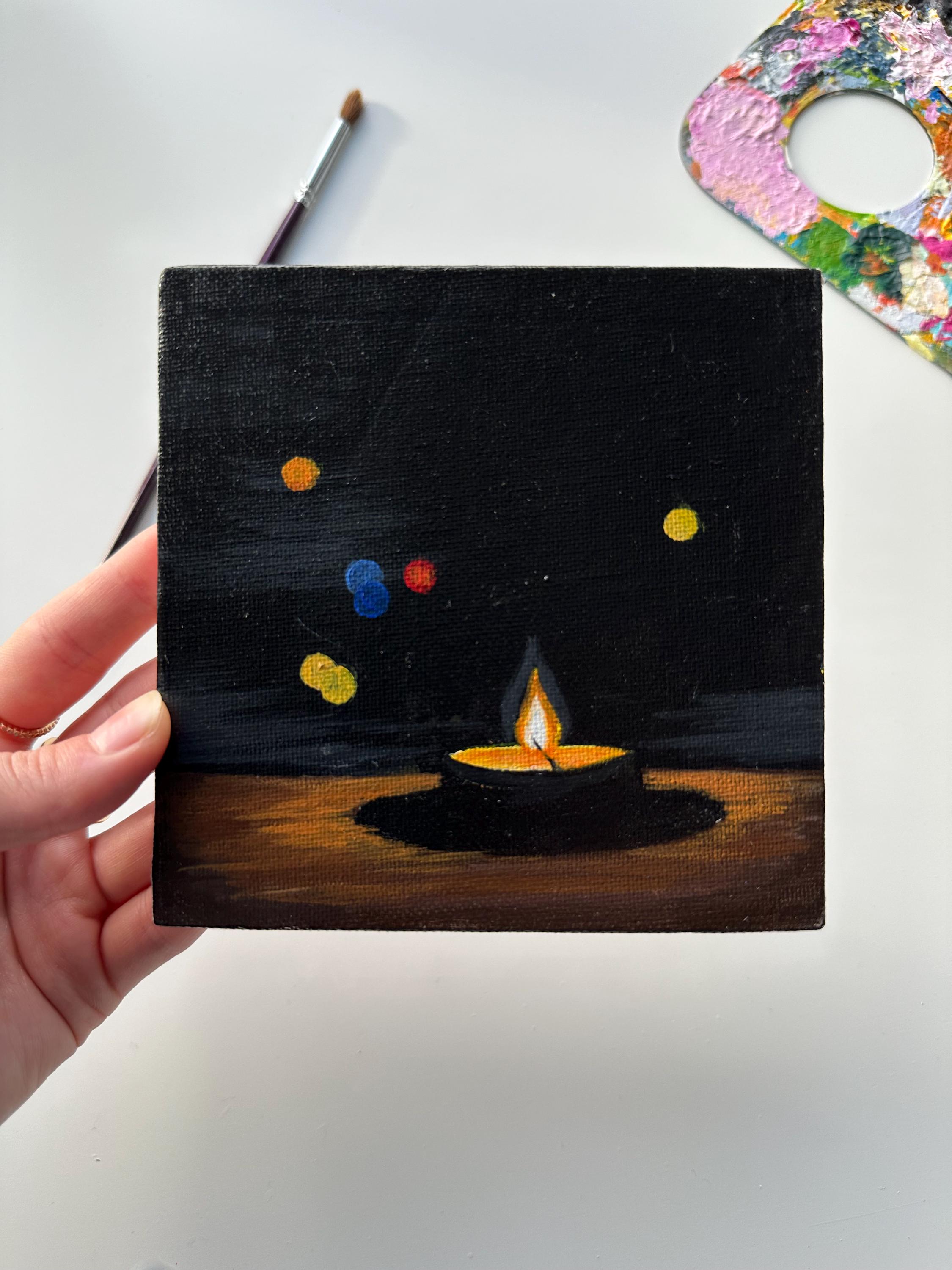 Candlelight Painting: 5" X 5" Original Acrylic Minimalist Art - Etsy