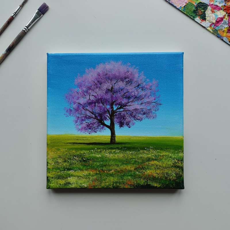 Purple Tree Painting - Etsy