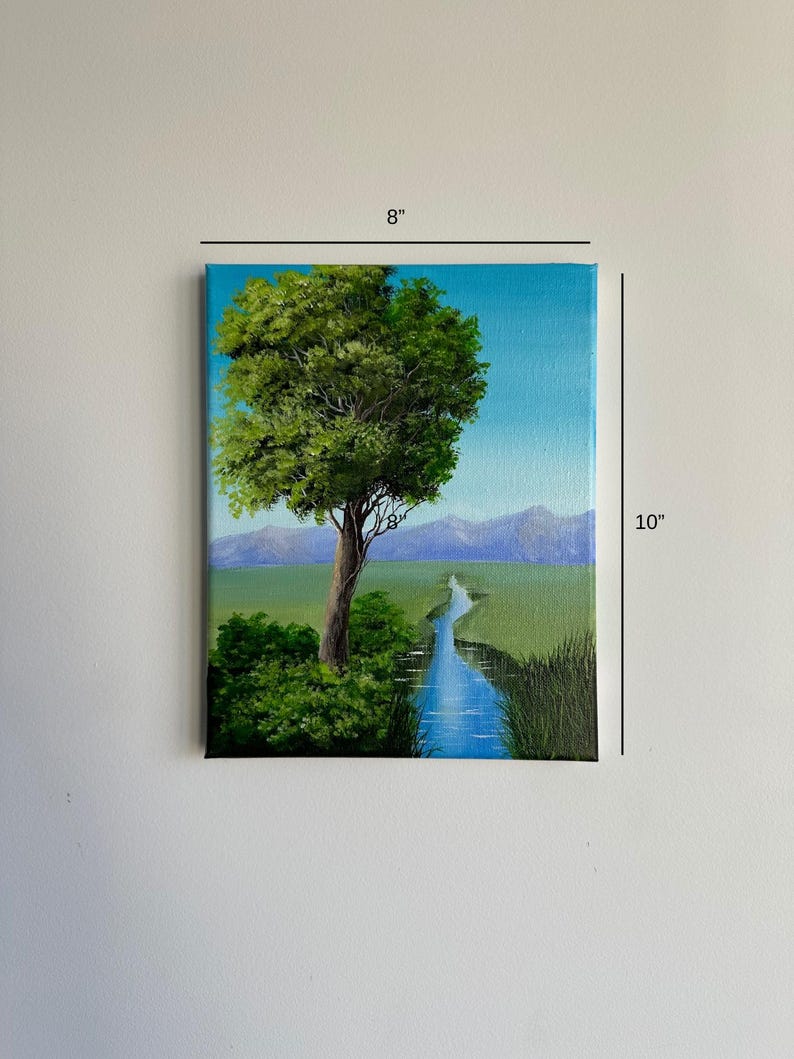 Original Tree and River Landscape Painting: 8x10 Acrylic Nature Art - Etsy