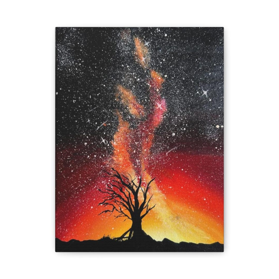 Dark Night Tree Under Starry Sky Art Print on 8"x10", 9"x12", 11"x14 ...