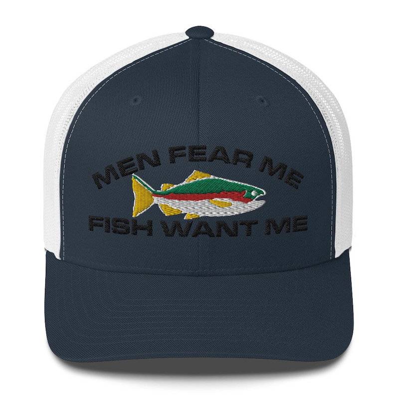 Fishing Gifts Fish Want Me Men Fear Me Embroidered Trucker Capfish Hat ...