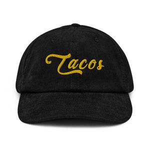 Tacos Hat Taco Foodie Gift Embroidery Vintage Corduroy Strapback Hat ...
