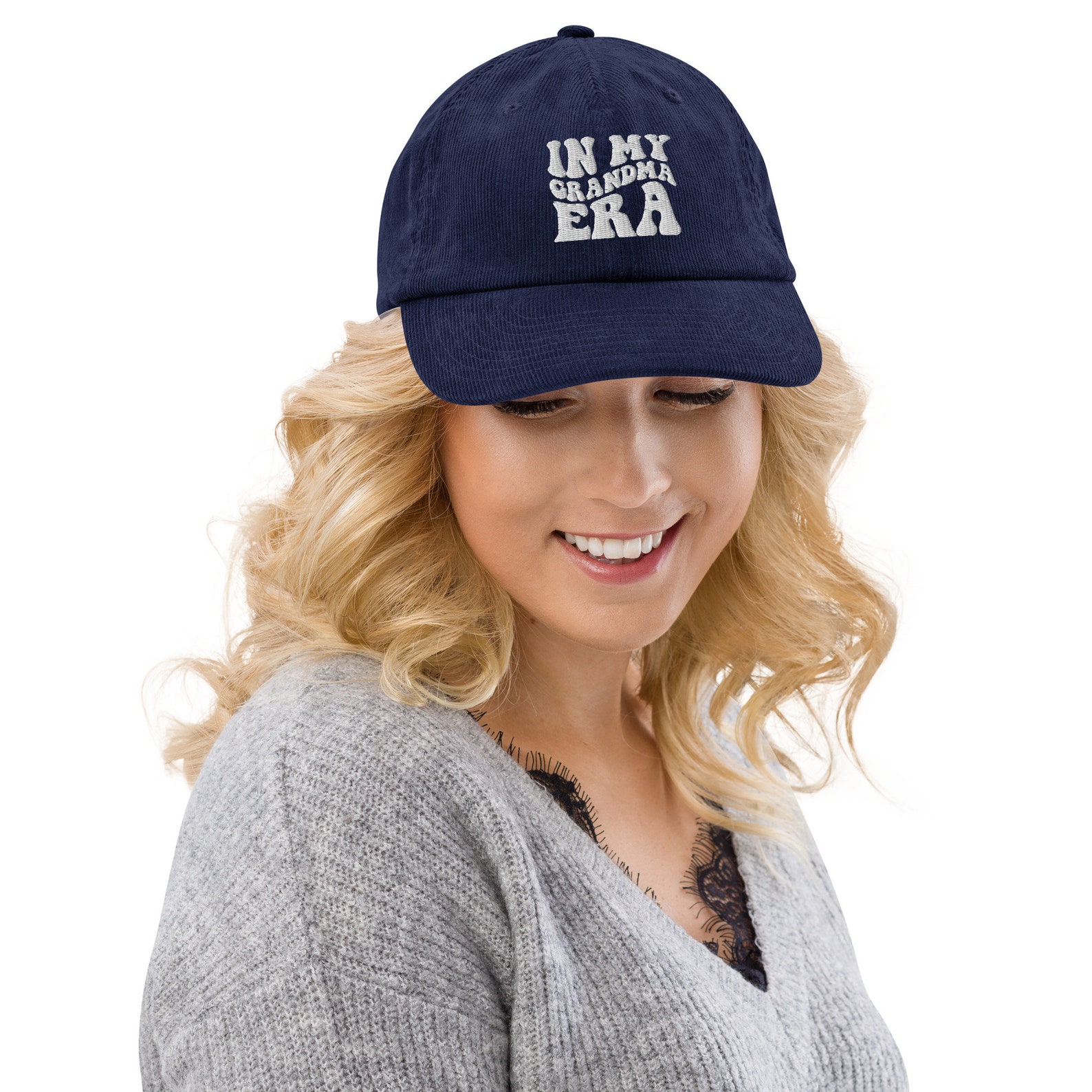 In My Grandma Era Hat Cool Grandma Shirt Embroidery Corduroy Hat Funny ...