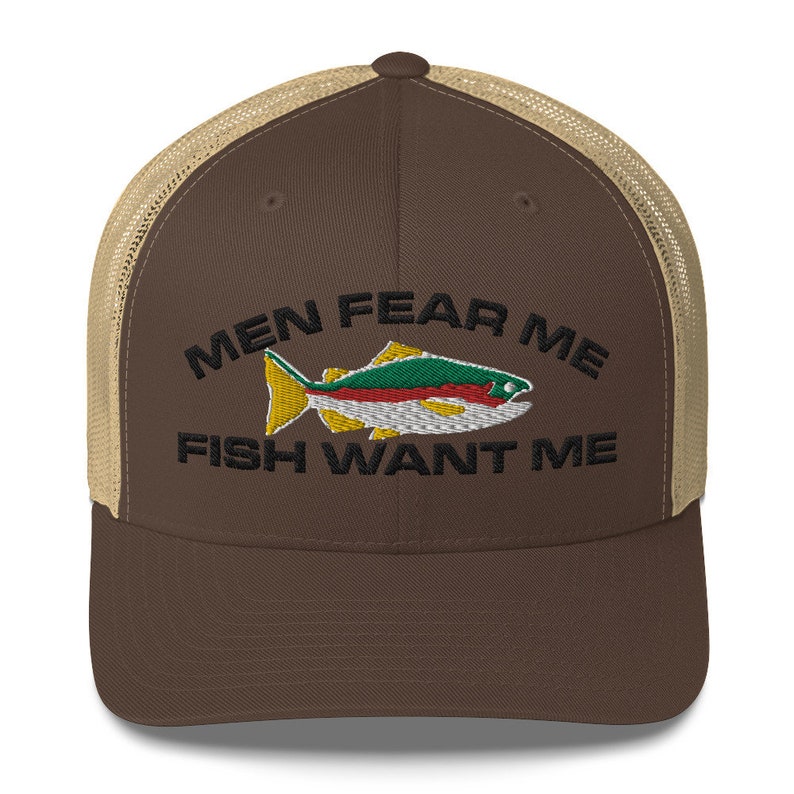 Fishing Gifts Fish Want Me Men Fear Me Embroidered Trucker Capfish Hat ...