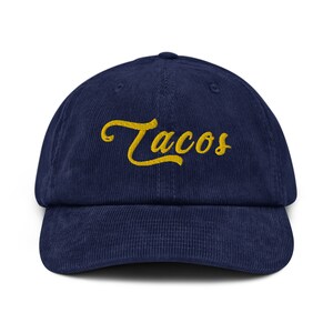 Tacos Hat Taco Foodie Gift Embroidery Vintage Corduroy Strapback Hat ...