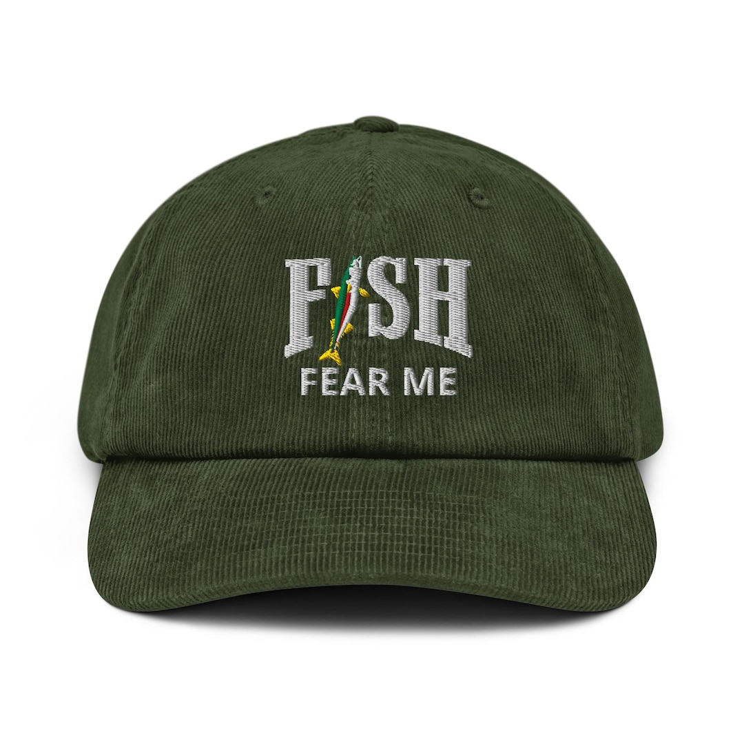 Fishing Gifts Fish Fear Me Hat Embroidery Corduroy Hat Trout Fly ...