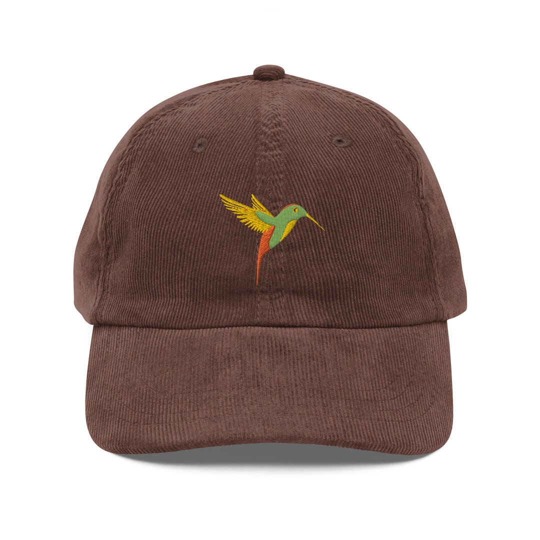 Hummingbird Embroidered Vintage Corduroy Cap Broad Tailed Baseball Cap ...