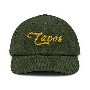 Tacos Hat Taco Foodie Gift Embroidery Vintage Corduroy Strapback Hat ...