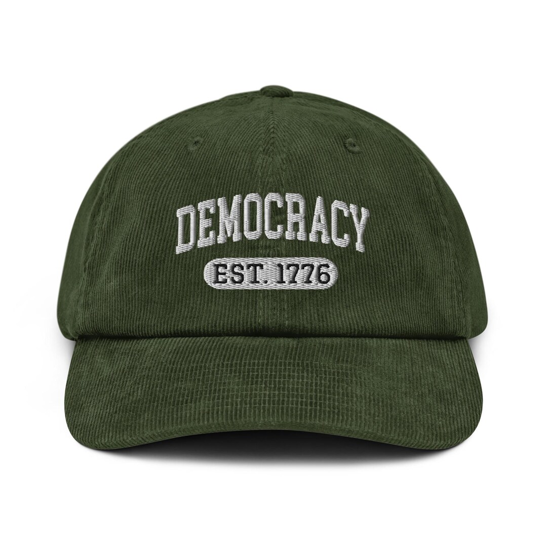 Democracy Est 1776 United States Democracy Embroidery Corduroy Hat Cap ...