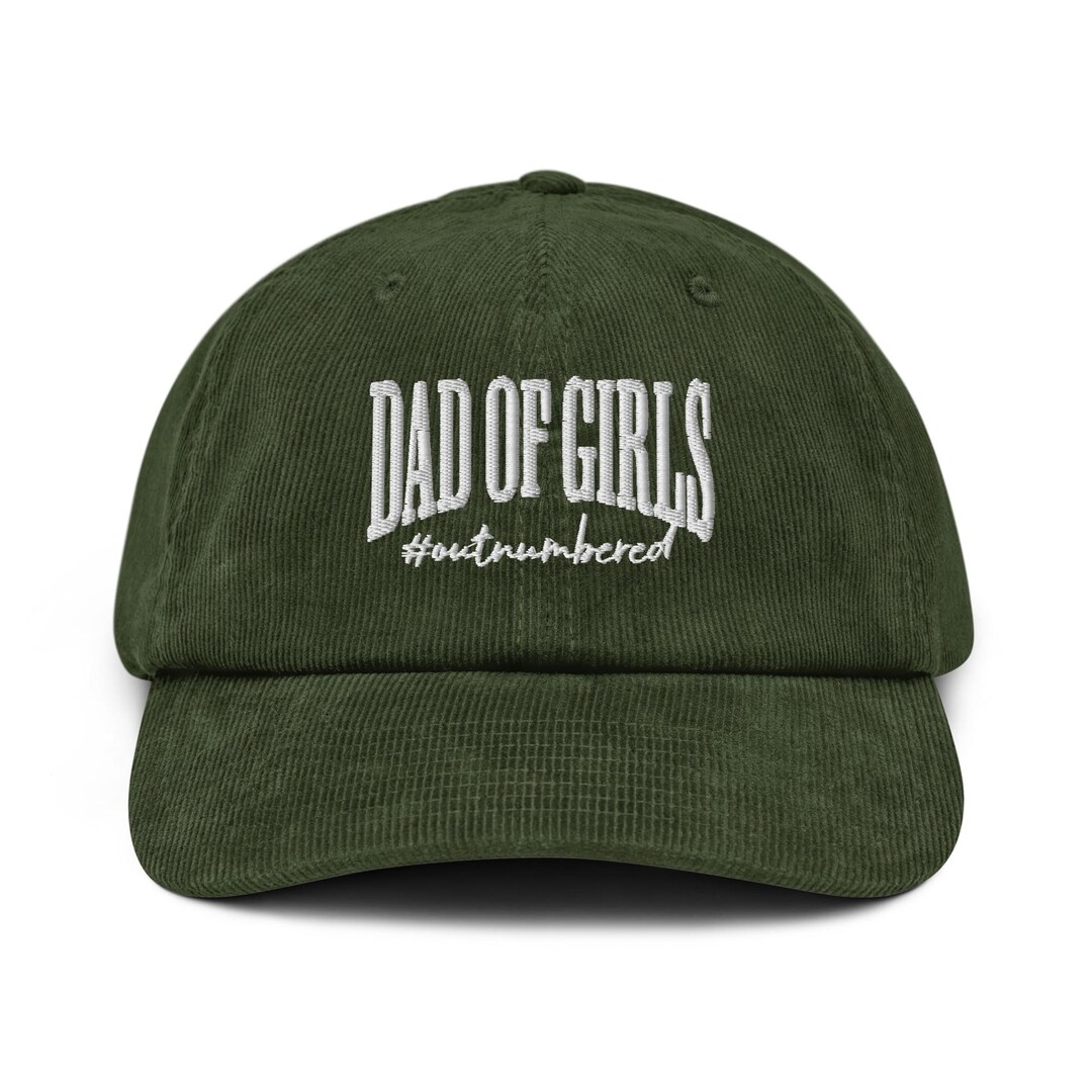 Dad of Girls #outnumbered Adults Novelty Gift Embroidery Corduroy Hat ...
