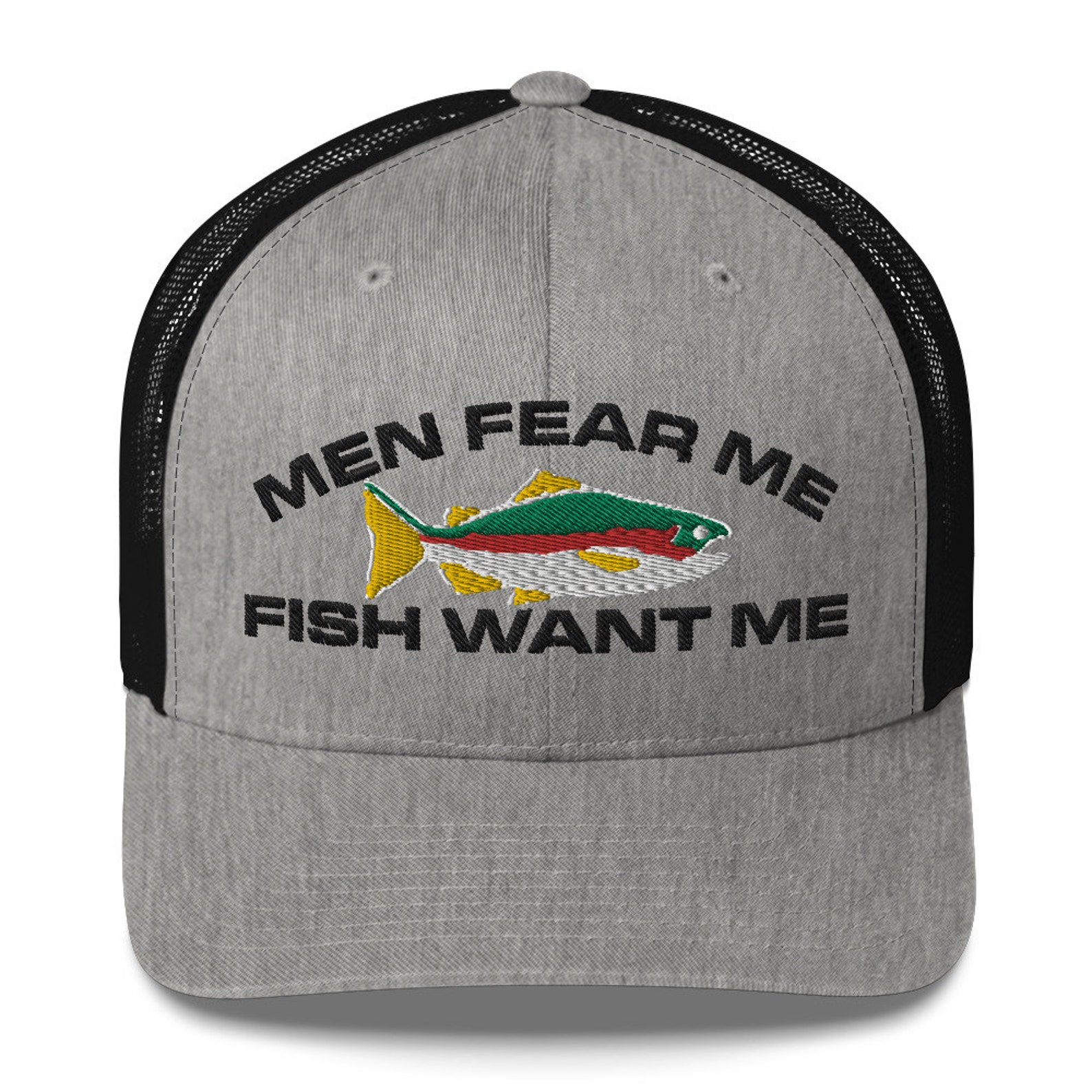 Fishing Gifts Fish Want Me Men Fear Me Embroidered Trucker Capfish Hat ...