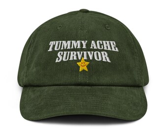Tummy Ache Survivor Hat Unisex Embroidered Vintage Corduroy Cap Great ...
