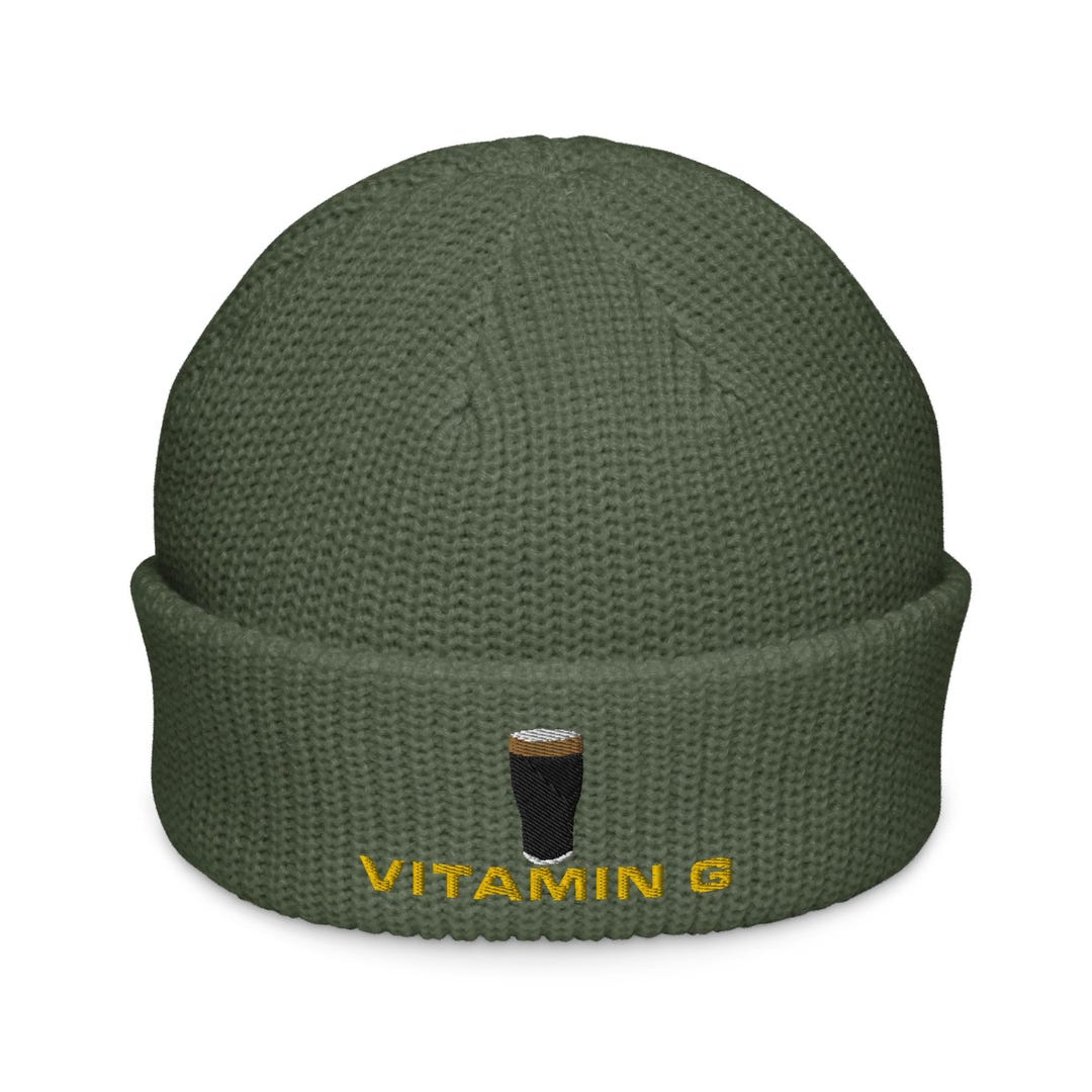 Vitamin G Guinness Pint Hat Embroidery Fisherman Beanie Hat Ireland ...