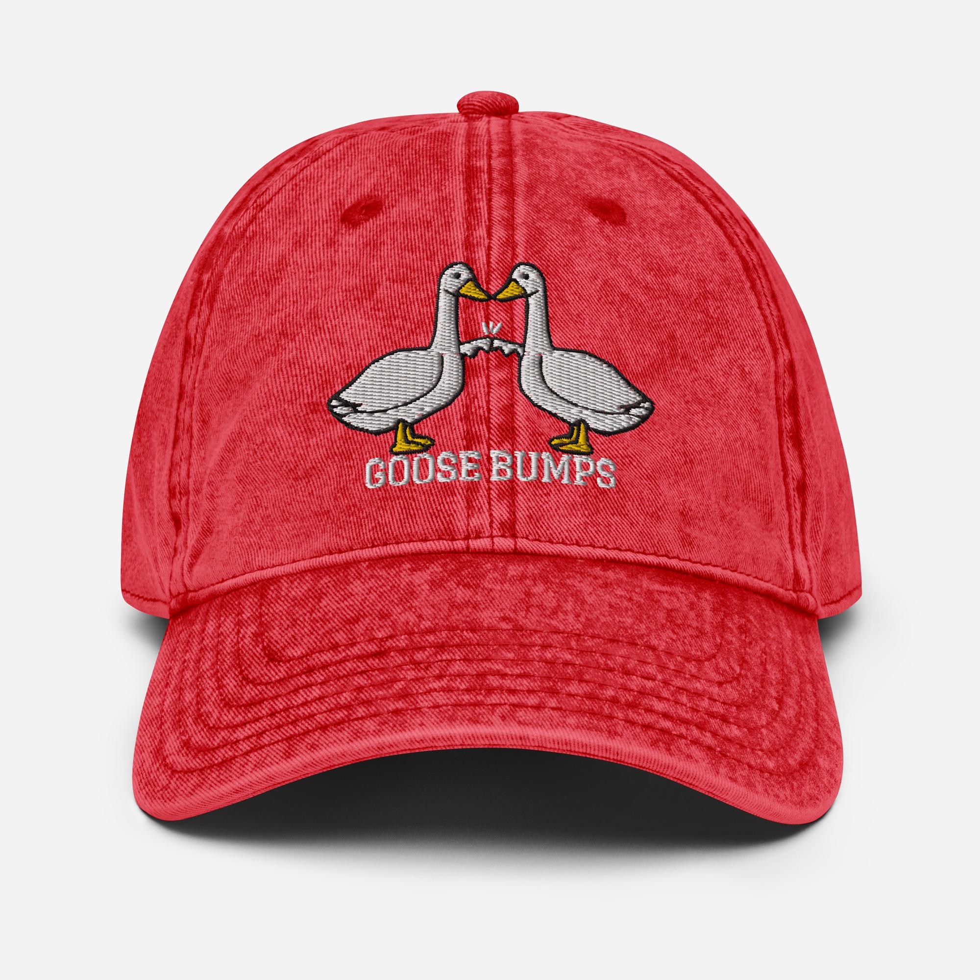 Goose Bumps Silly Goose Embroidery Vintage Cotton Twill Cap Funny Goose ...