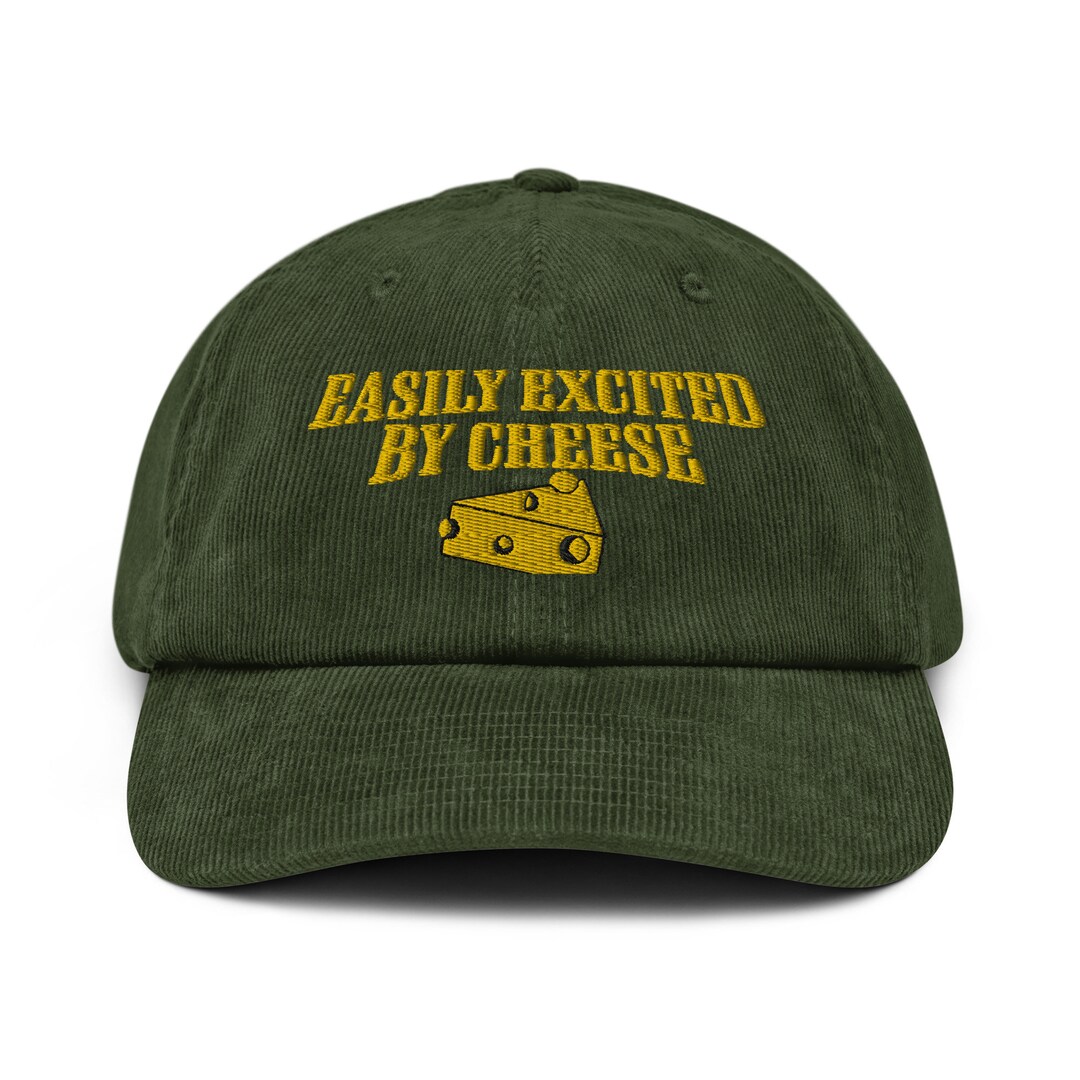 Easily Excited by Cheese Embroidery Corduroy Hat Cheese Shirt Funny ...