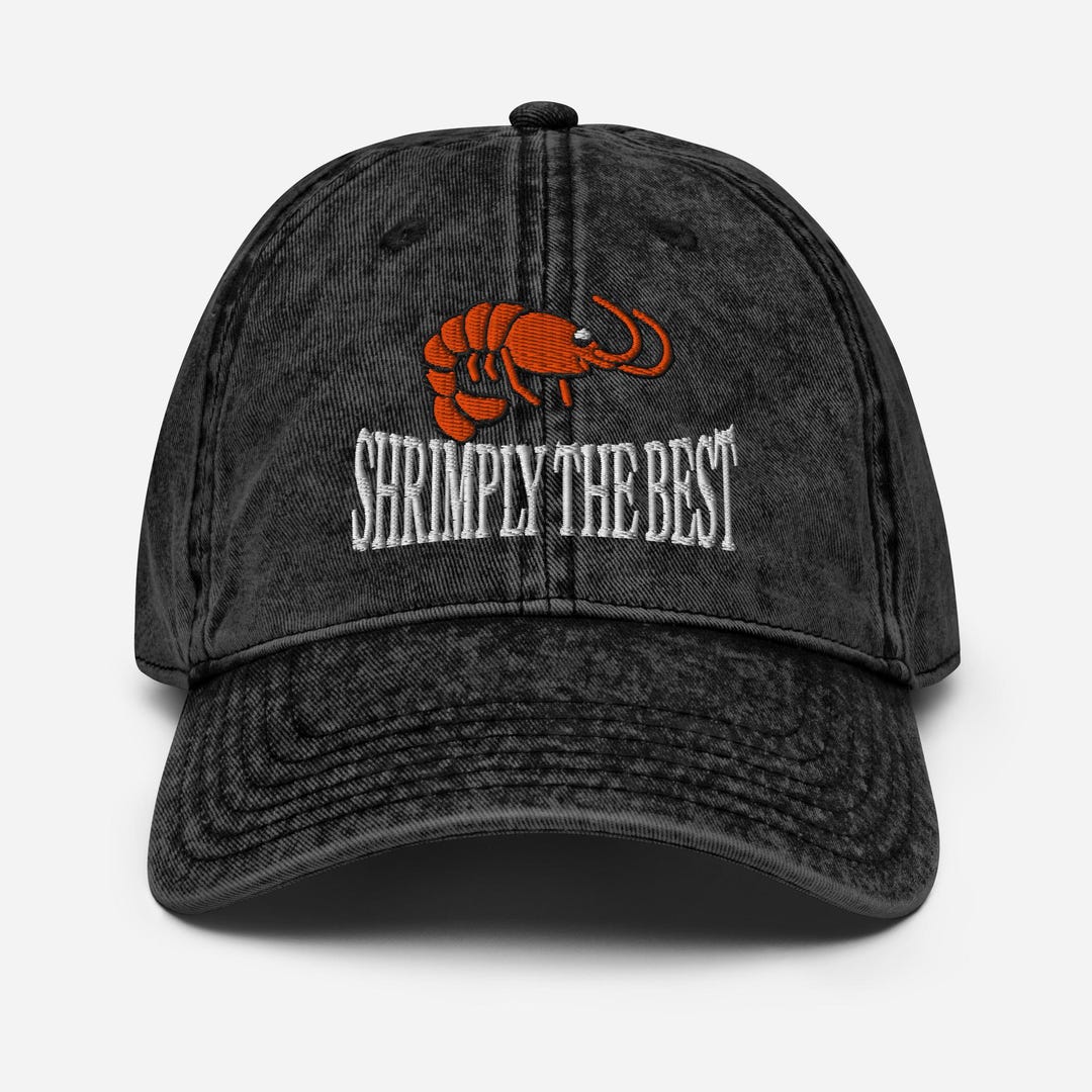 Shrimply the Best Funny Shrimp Cap Embroidery Vintage Twill Cap Fishing ...