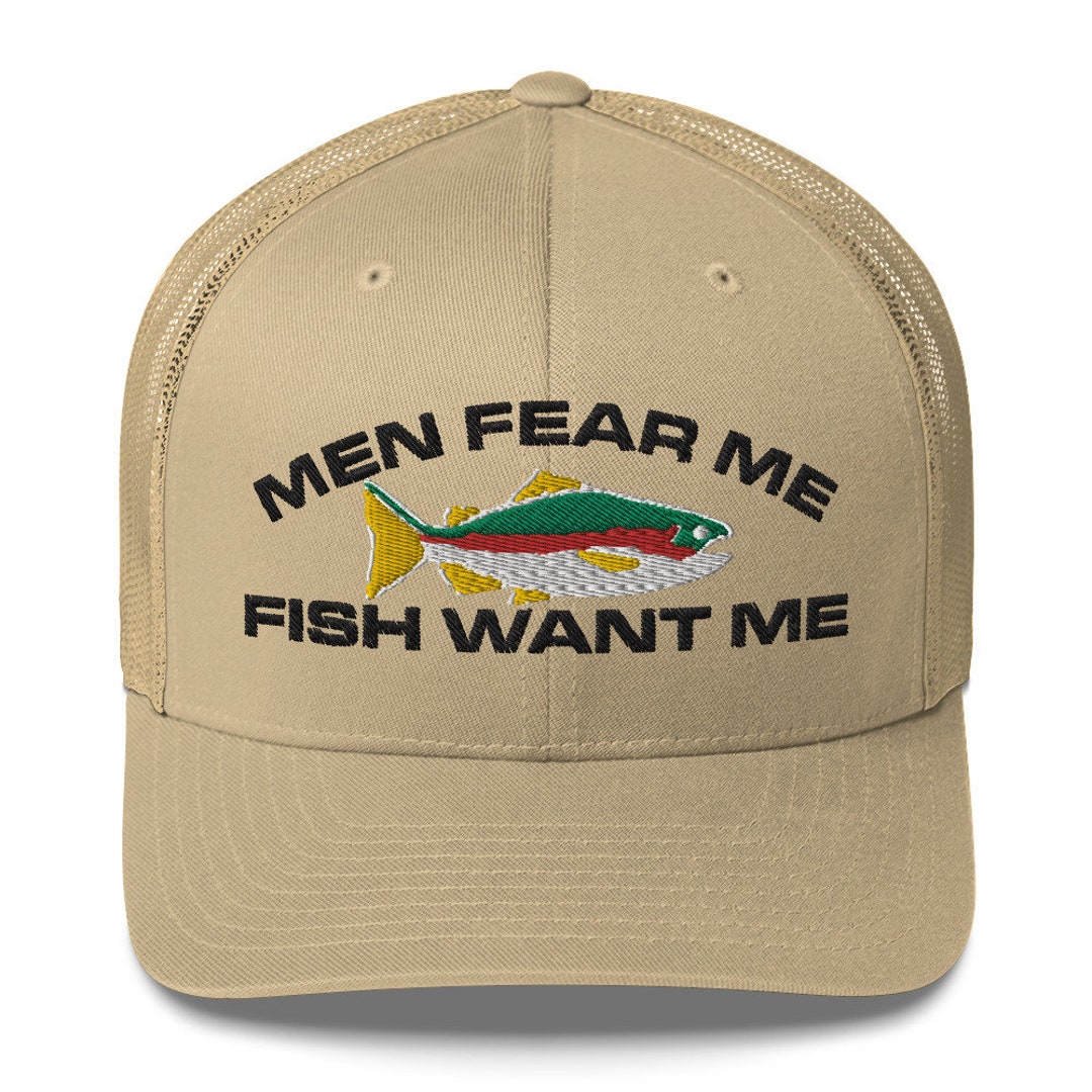 Fishing Gifts Fish Want Me Men Fear Me Embroidered Trucker Capfish Hat ...