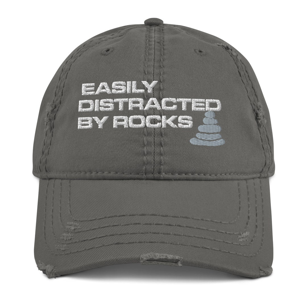 Easily Distracted by Rocks Hat Embroidery Distressed Dad Hat Geology ...