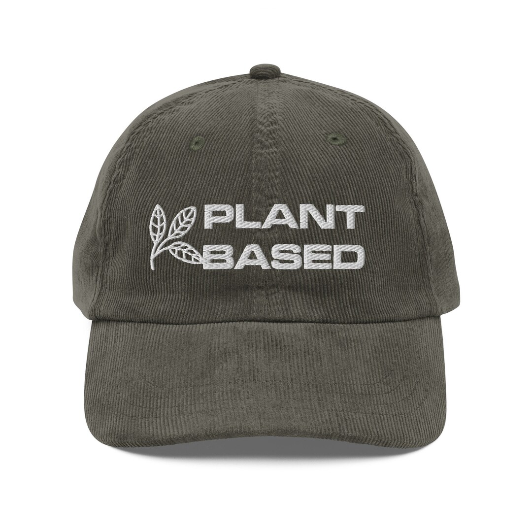 Plant Based Hat Embroidery Vintage Corduroy Cap Unisex Dad Hat Vegan ...