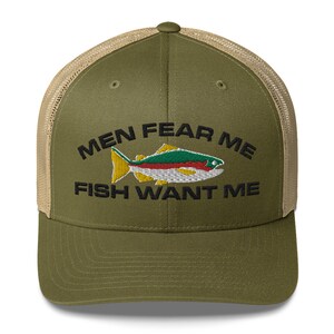 Fishing Gifts Fish Want Me Men Fear Me Embroidered Trucker Capfish Hat ...