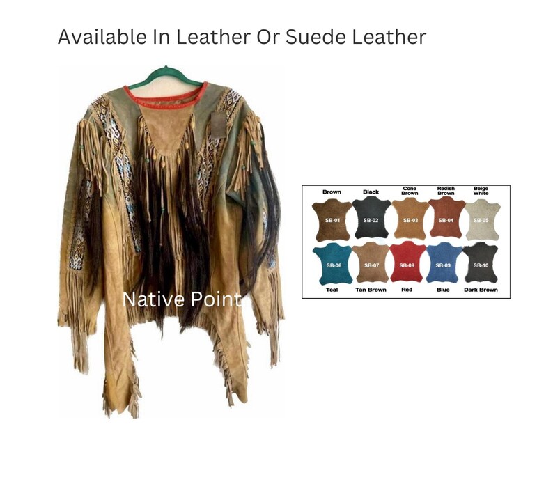 Men Western Sioux Native American Suede Leather Beaded Work War Shirt ...