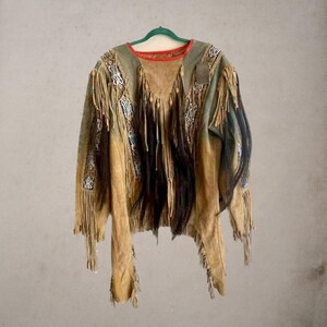 Men Western Sioux Native American Suede Leather Beaded Work War Shirt ...