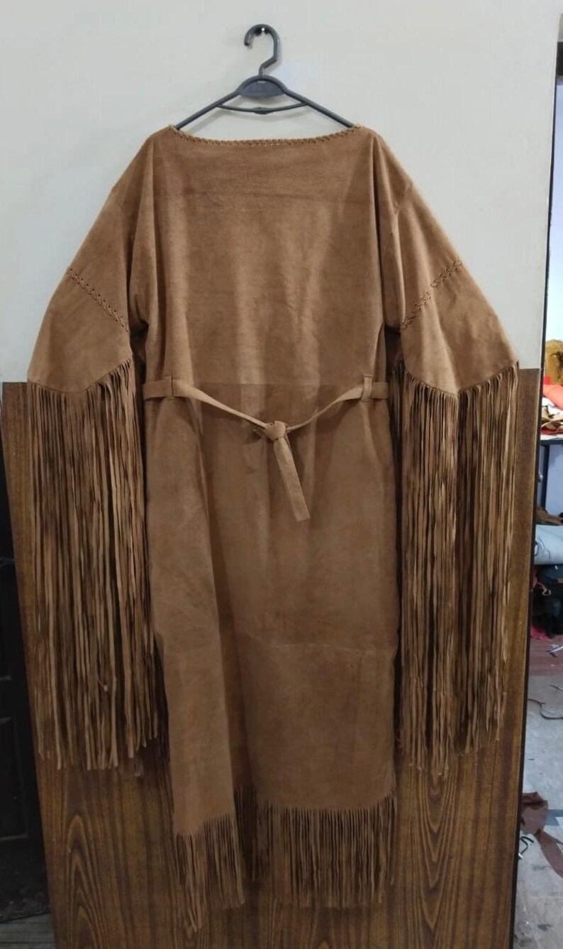 Womens Handmade Native Long Wedding Dress Powwow Regalia Suede Leather ...