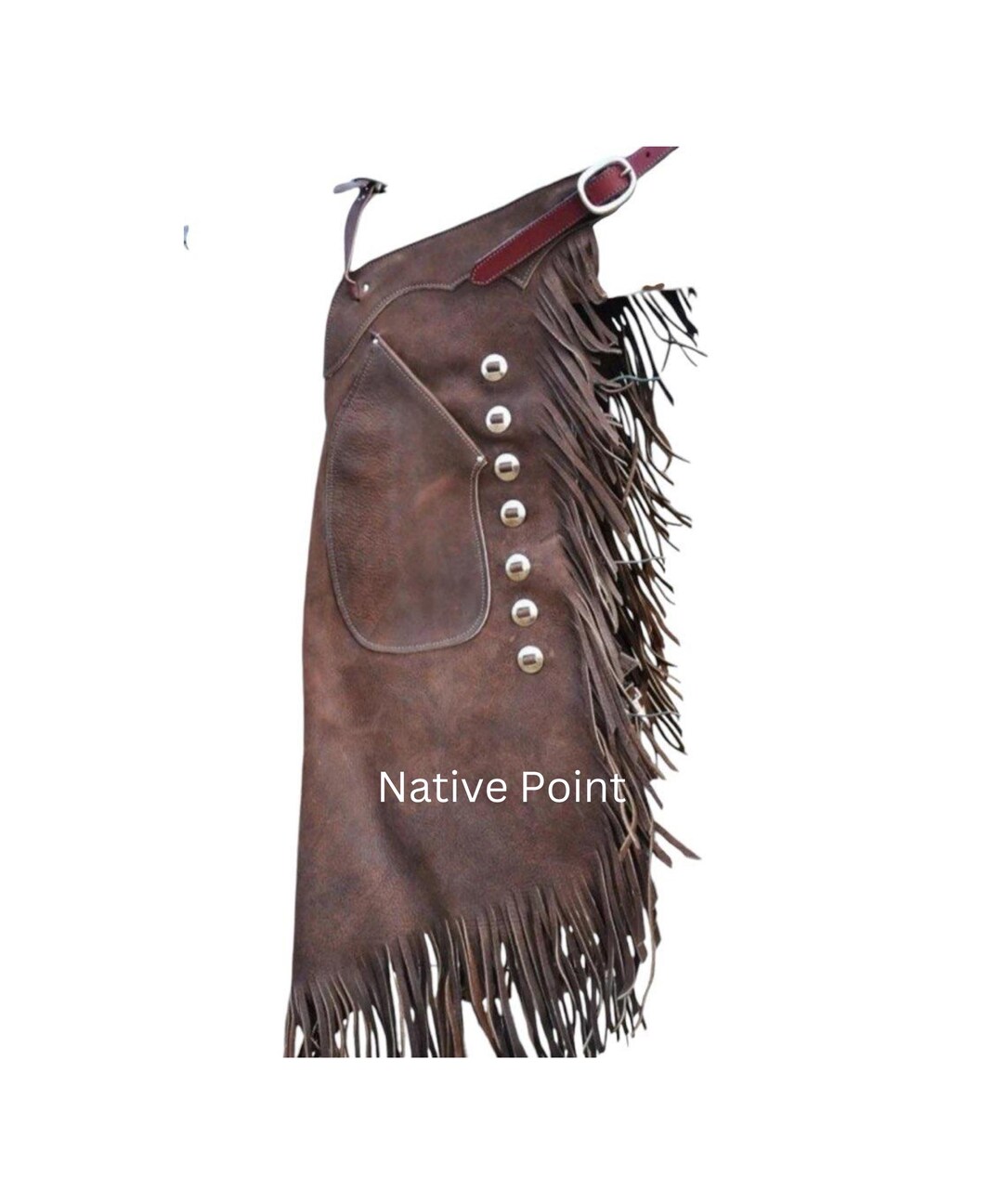 Men Western Style Suede Leather Shotgun Chink Chap Fringes Suede ...