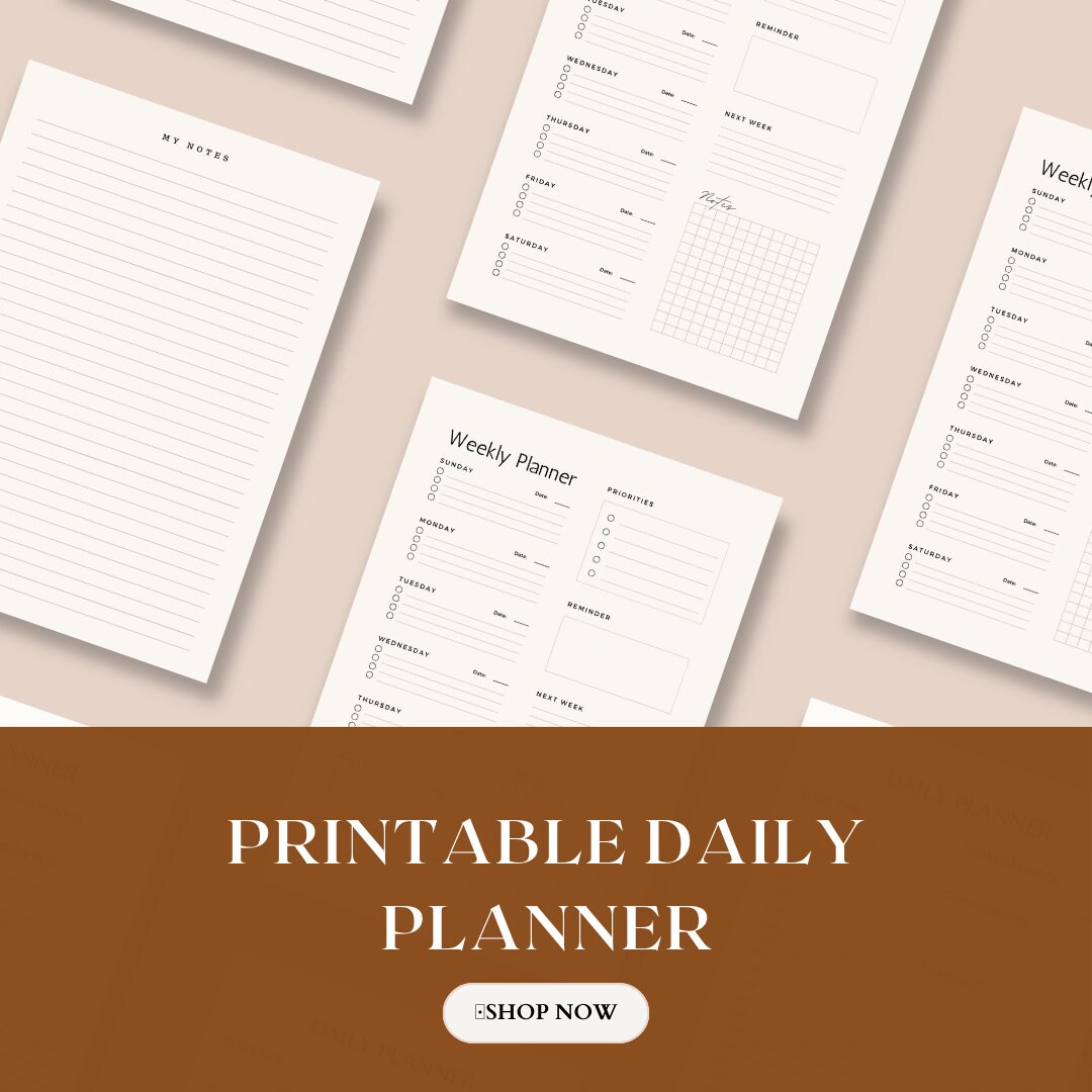 Weekly and Daily Planner Printable to Do List, Minimal Weekly Schedule ...