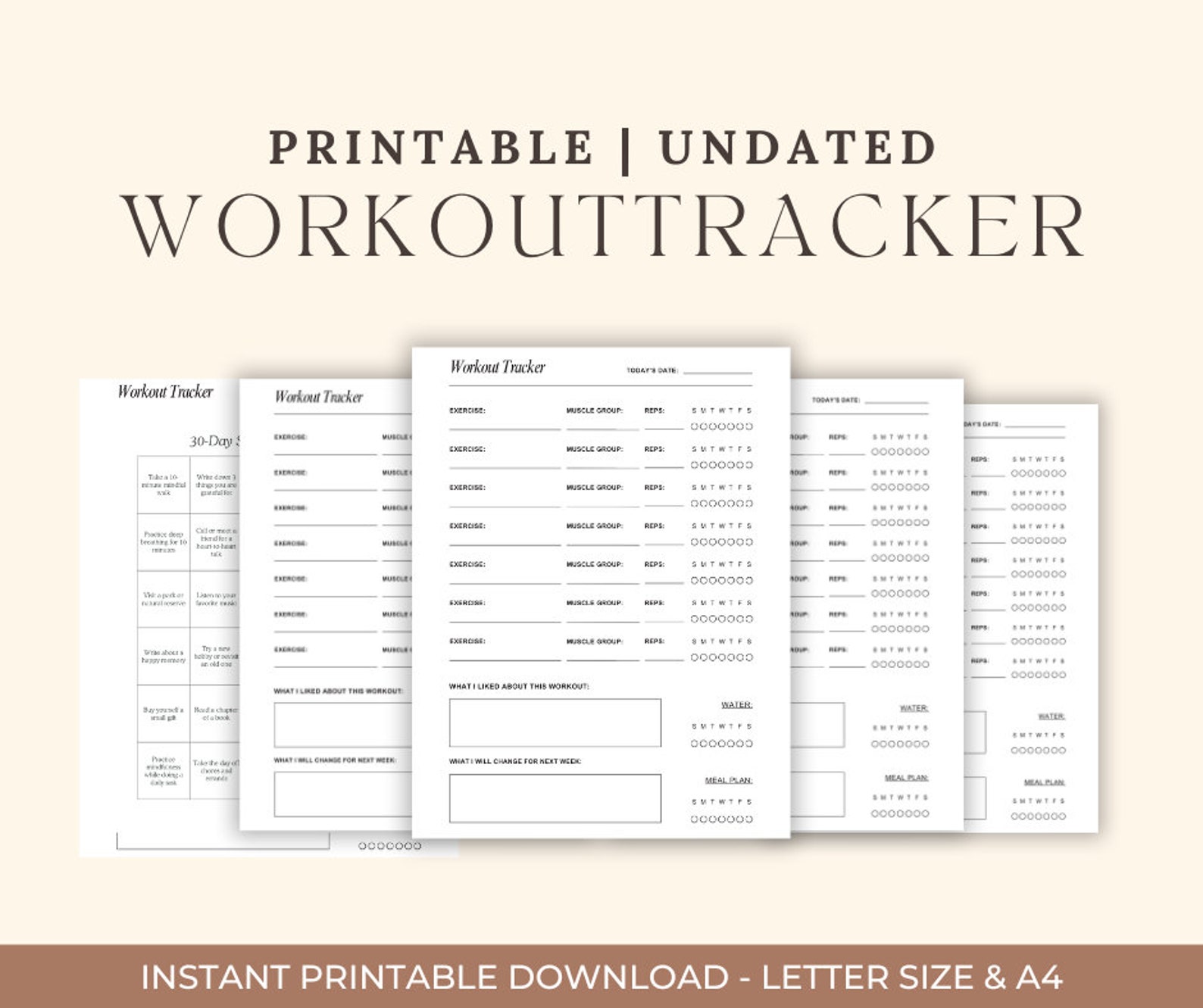 Workout Tracker Printable, Daily Exercise Log, Fitness Journal, Workout ...