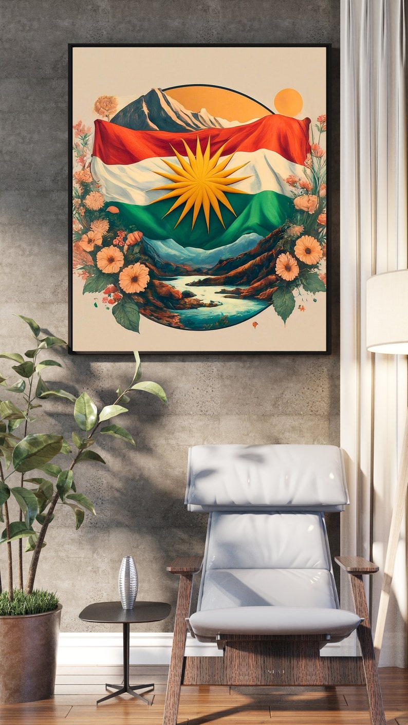 Kurdistan Flag,kurd Wildflowers,river Wall Art, Kurdish Mountains ...
