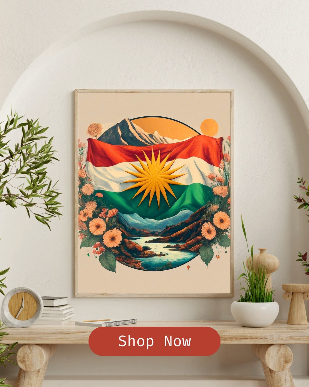 Kurdistan Flag,kurd Wildflowers,river Wall Art, Kurdish Mountains ...