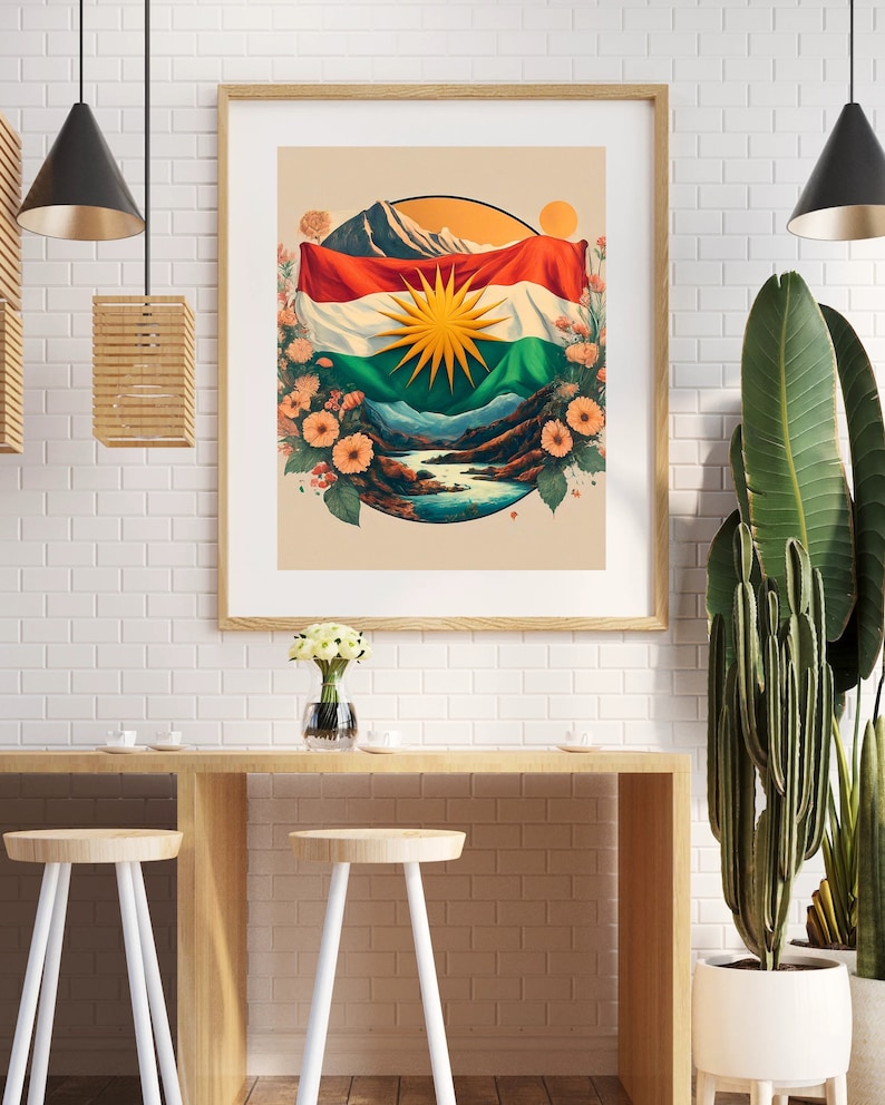 Kurdistan Flag,kurd Wildflowers,river Wall Art, Kurdish Mountains ...