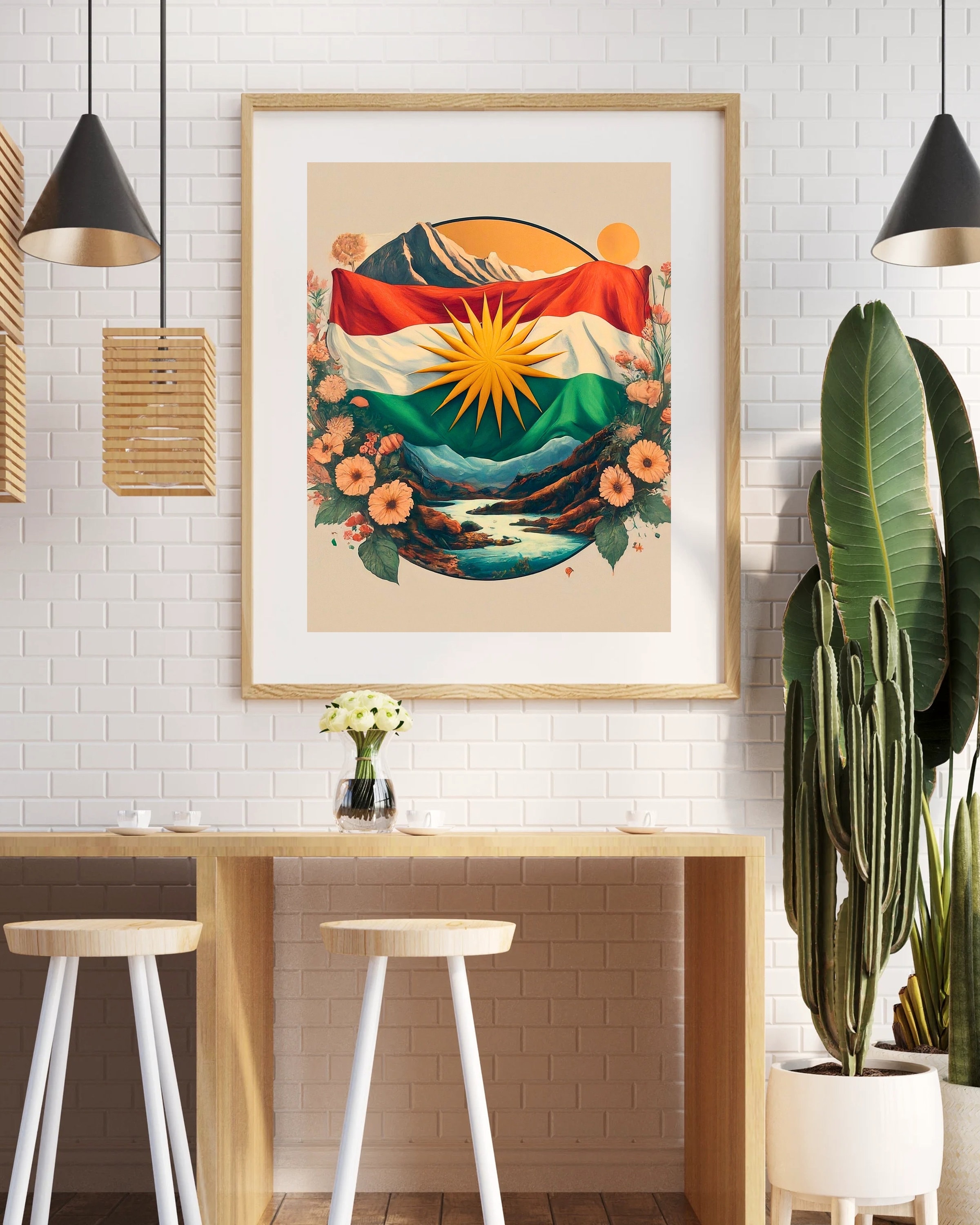 Kurdistan Flag,kurd Wildflowers,river Wall Art, Kurdish Mountains ...