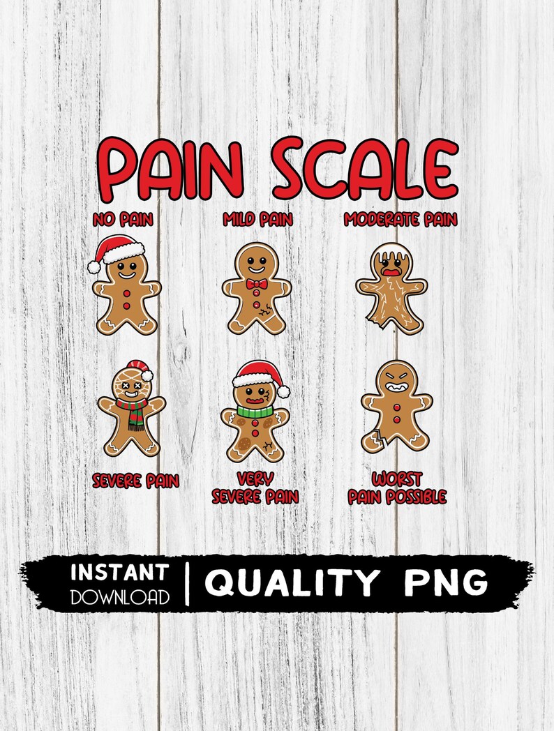 Funny Nurse Gingerbread Christmas Png, Pain Scale Png, Funny ...